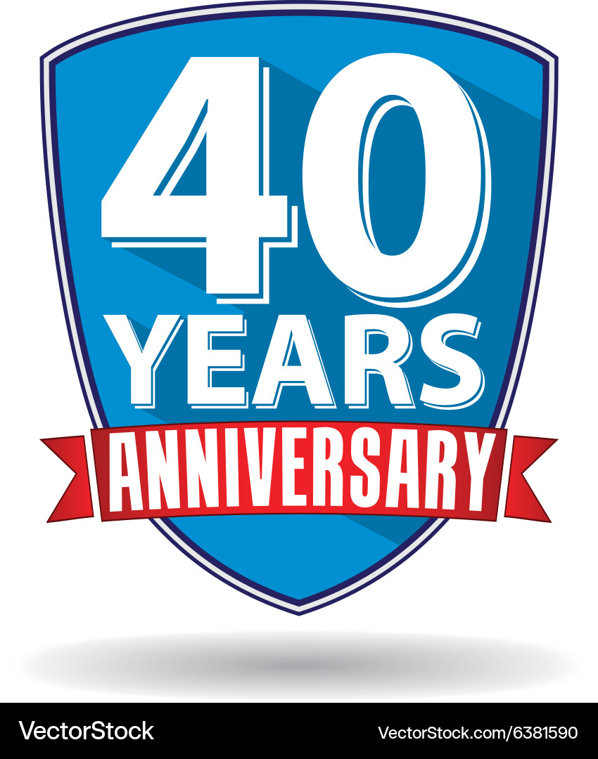 40th Anniversary Celebration Label Royalty Free Vector Image
