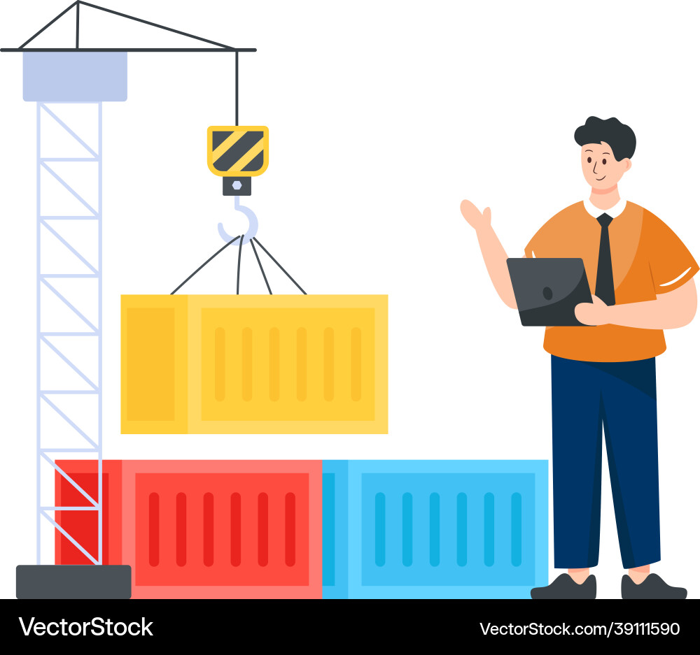 Containerbeladung Lizenzfreies Vektorbild - VectorStock