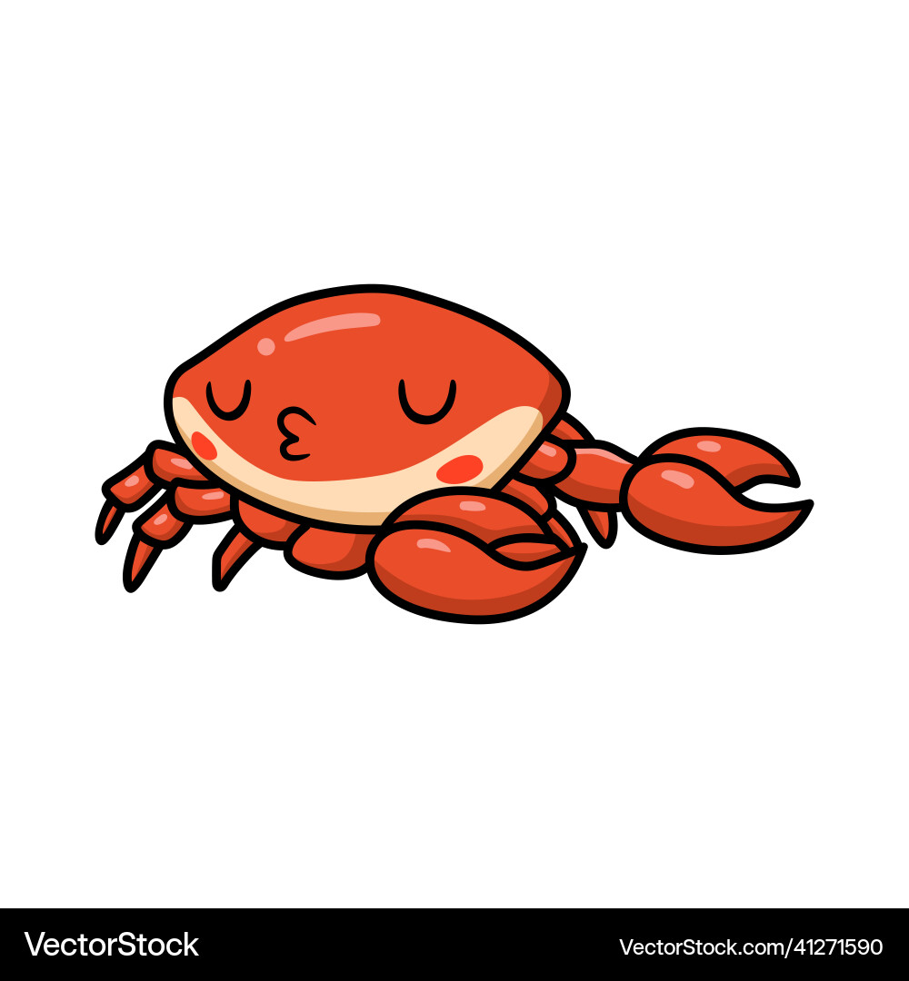 Cute little crab cartoon sleeping Royalty Free Vector Image