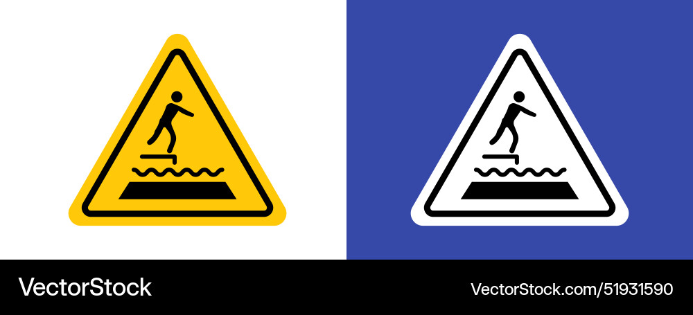 Deep water hazard sign prevent drowning Royalty Free Vector