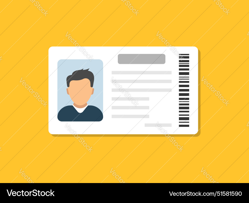 Driver license icon in flat style identification Vector Image