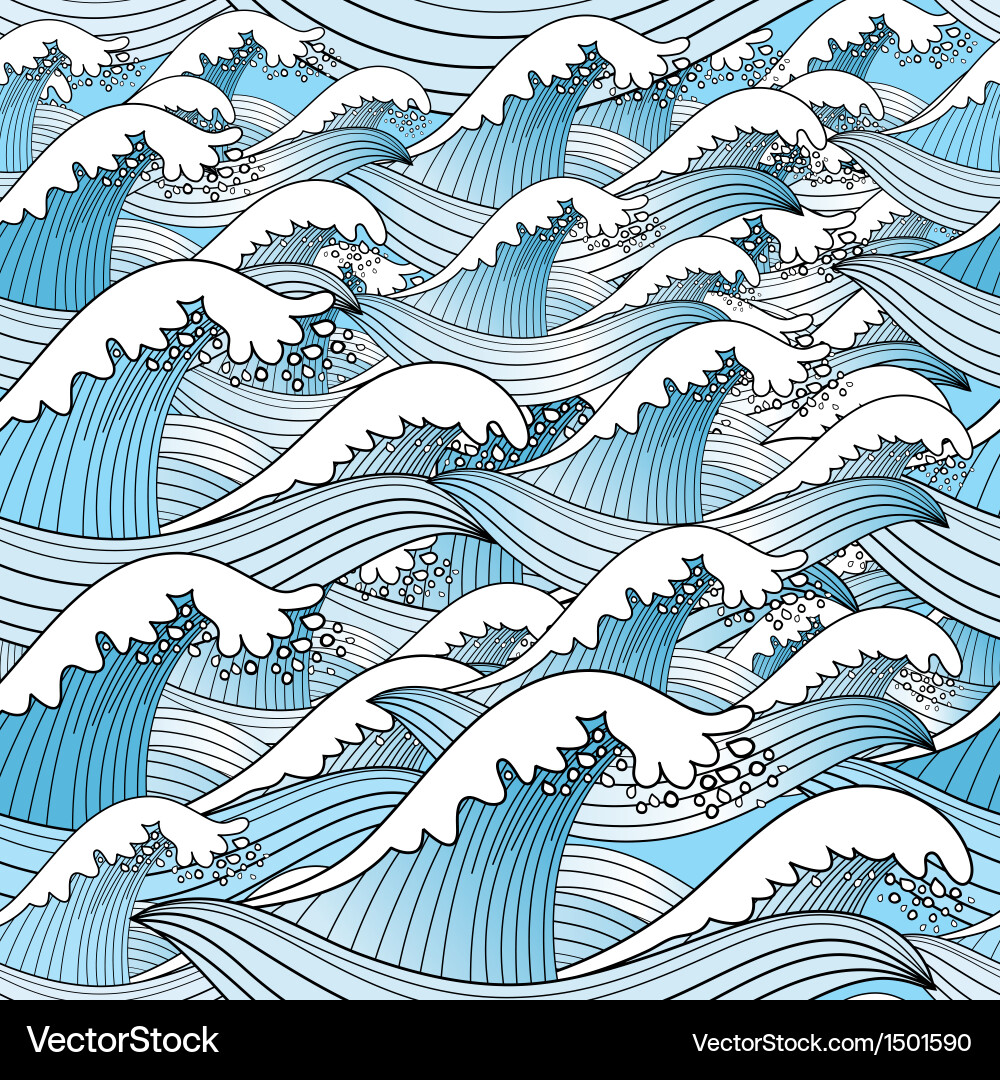 Graphic pattern of sea blue waves Royalty Free Vector Image