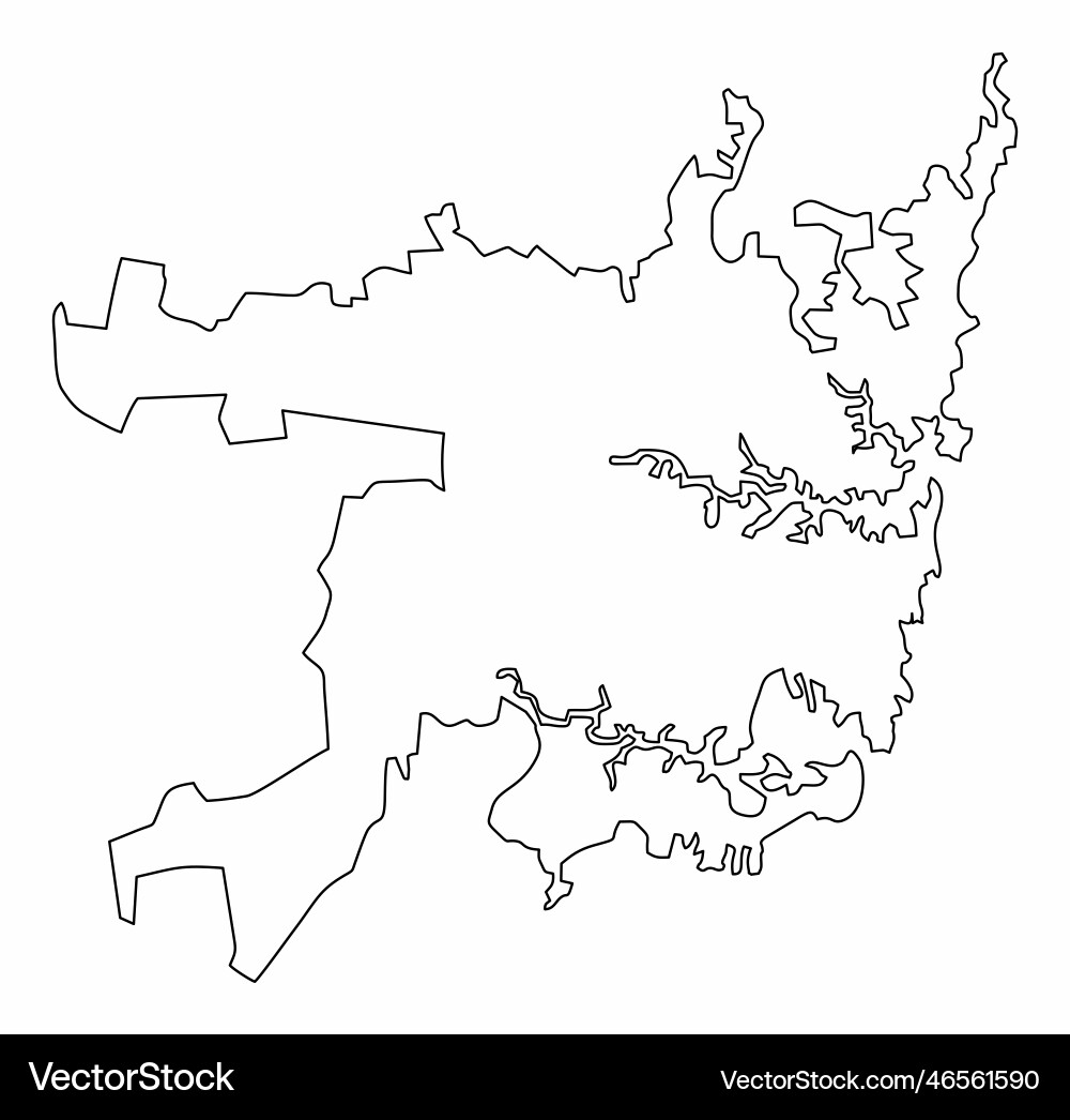 Greater sydney outline map Royalty Free Vector Image