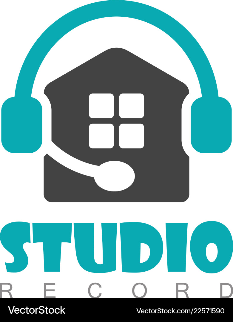 Home studio record logo Royalty Free Vector Image