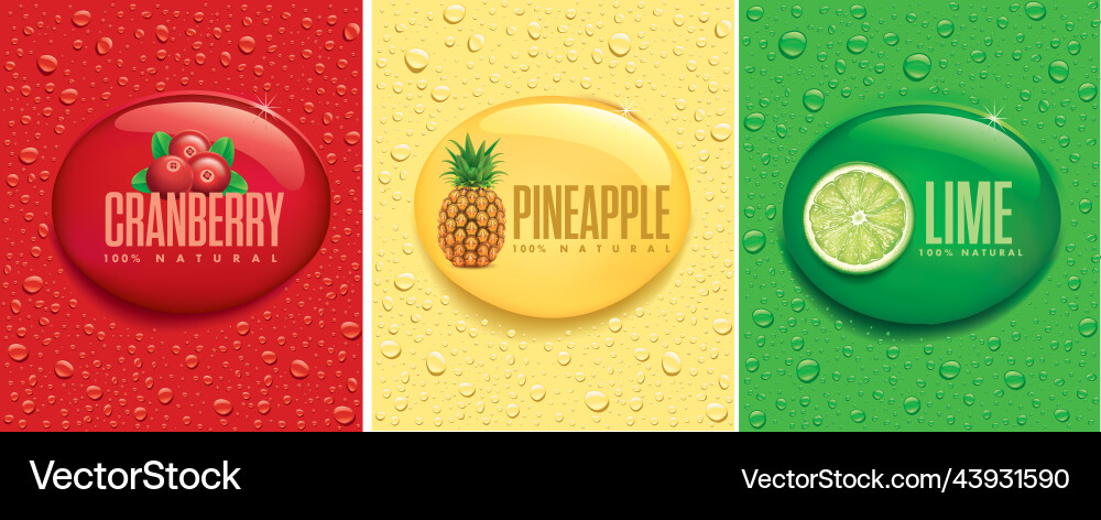 Many fresh drops on different colour backgrounds Vector Image