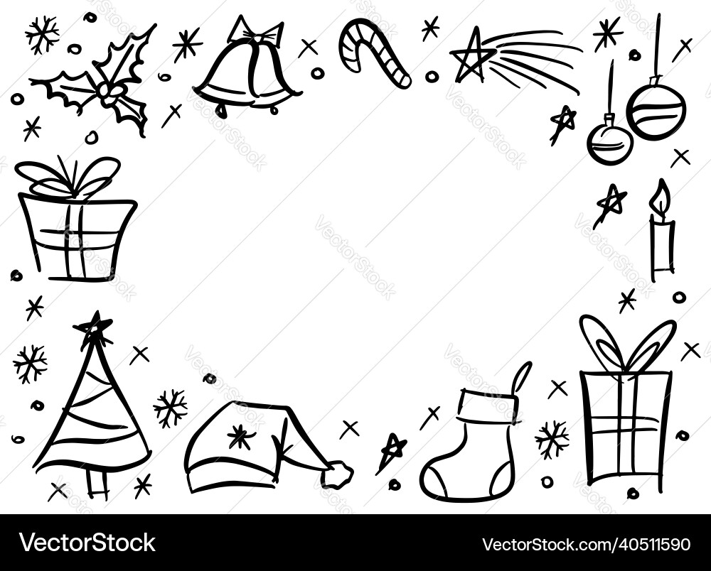 Sketchy Christmas Doodle Frame Royalty Free Vector Image