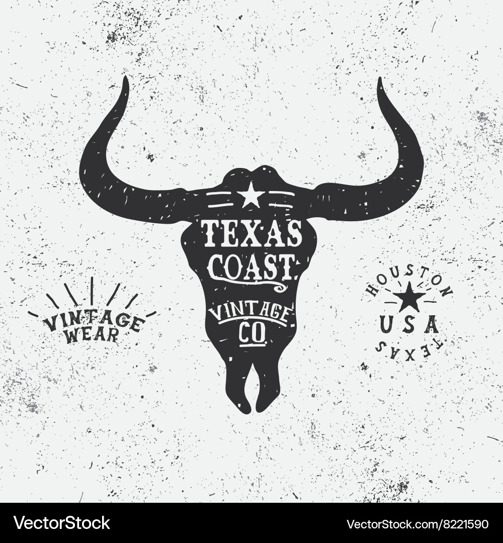 Vintage label with bull head Royalty Free Vector Image
