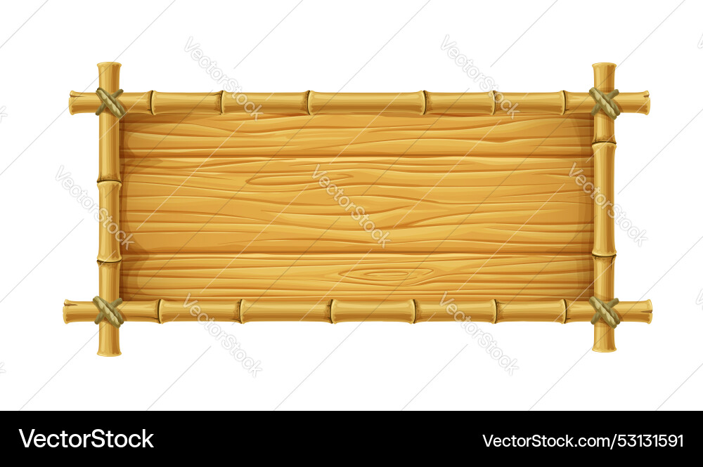Bamboo frame with wooden stick borders sign board Vector Image