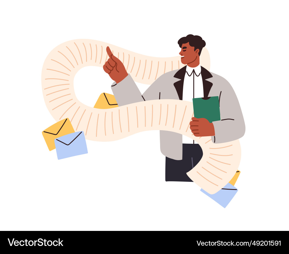 Busy employee with documents letters paper work Vector Image