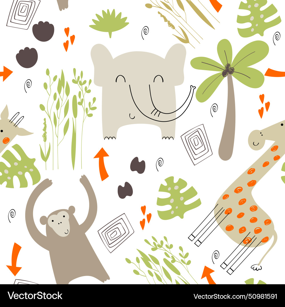 Cute safari animals Royalty Free Vector Image - VectorStock