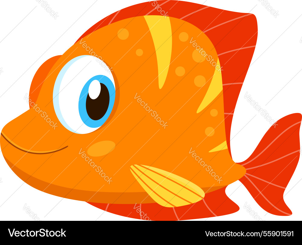 Cute sea fish cartoon character Royalty Free Vector Image