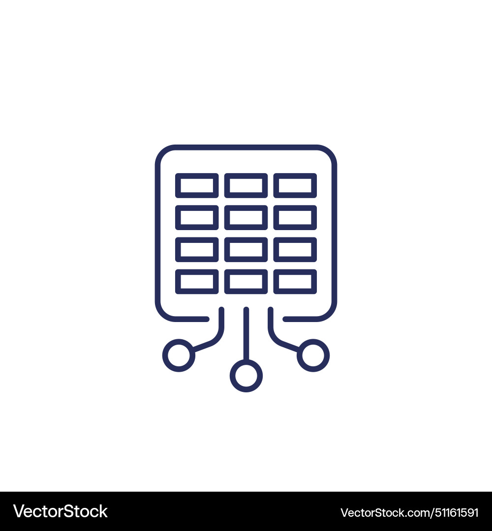 Data to spreadsheet line icon Royalty Free Vector Image