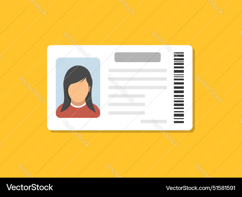 Driver license icon in flat style identification Vector Image