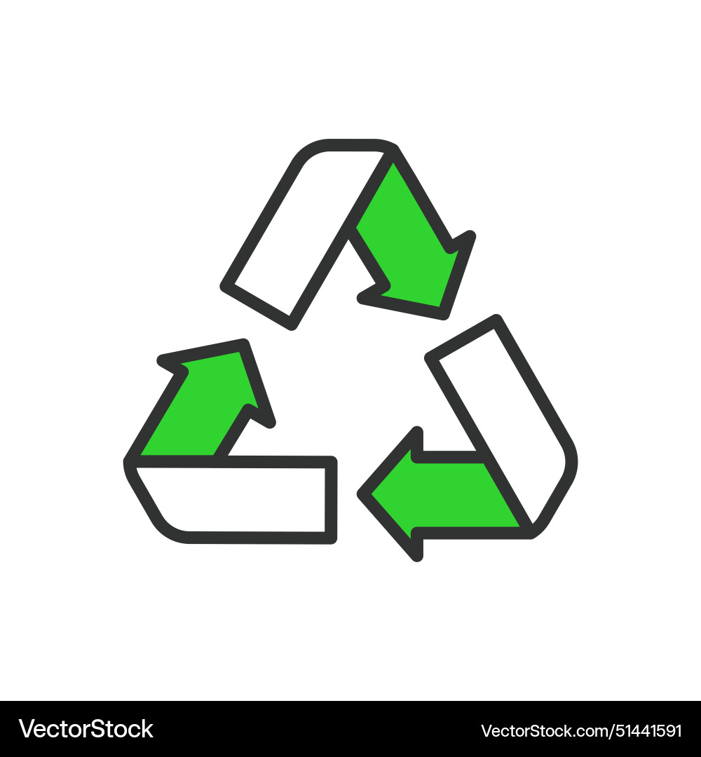 Green arrows recycle in line design Royalty Free Vector