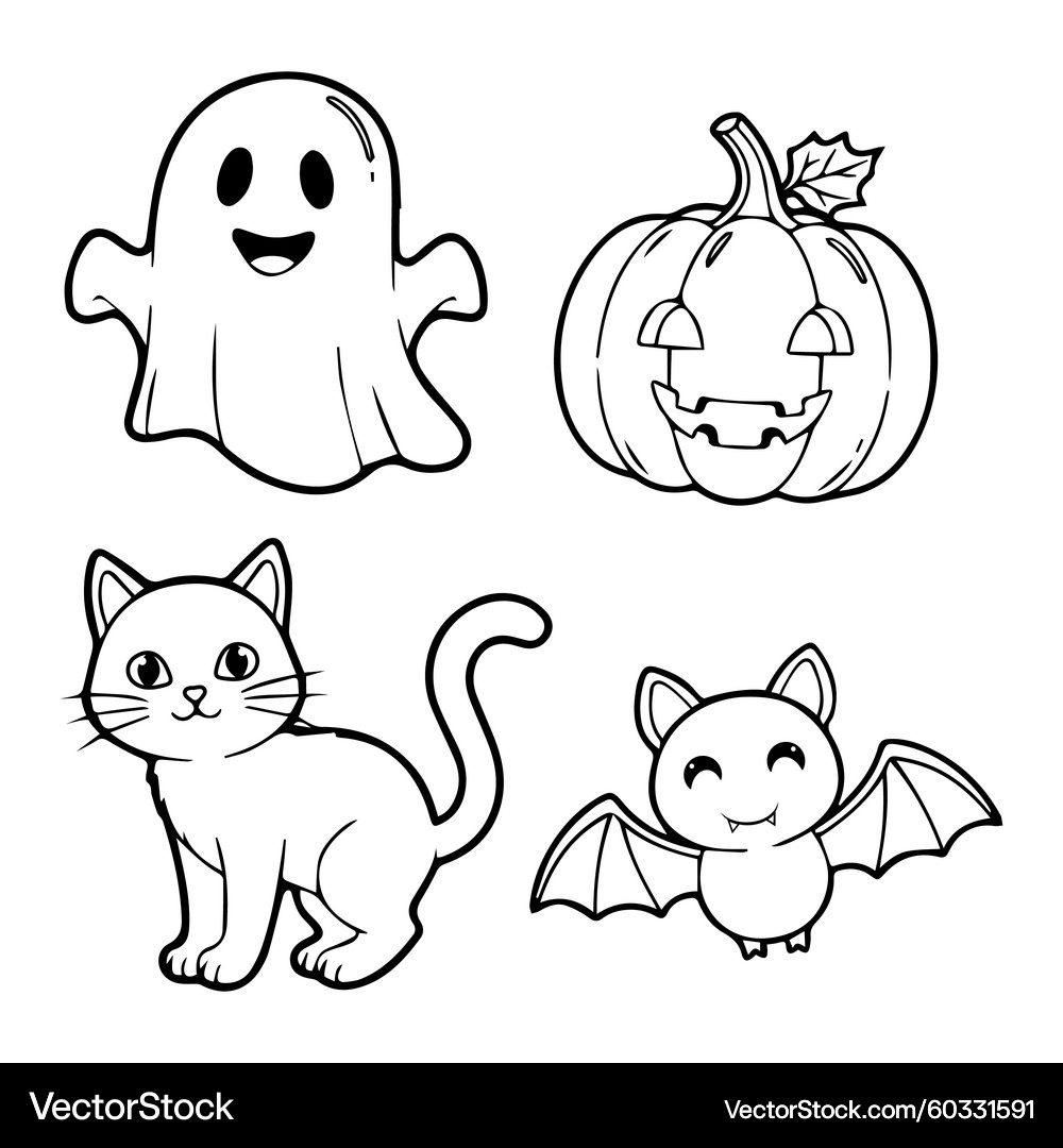 Halloween Cartoon Coloring Pages – Royalty-Free Vector | VectorStock