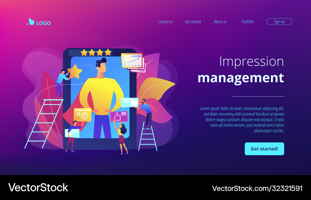 Impression Management Konzept Landing Page Vektorbild