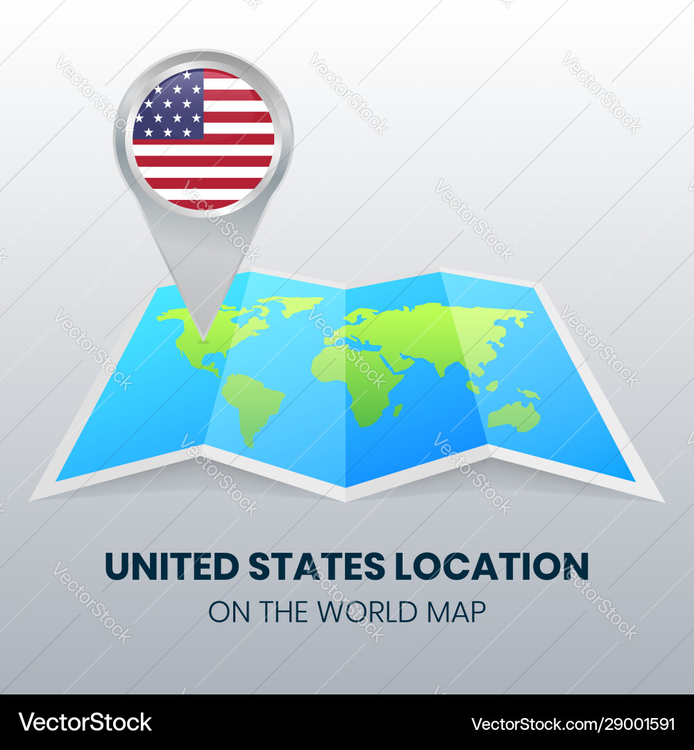 Location icon united states auf Weltkarte Vektorbild