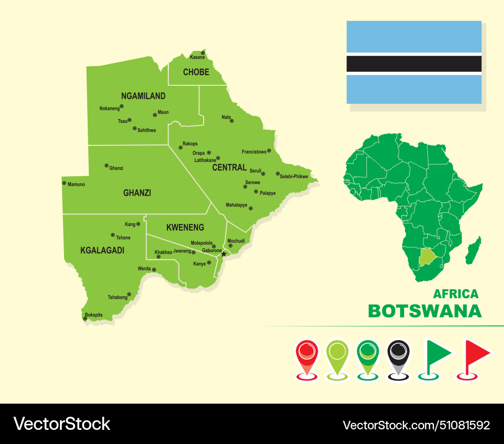 Botswana map Royalty Free Vector Image - VectorStock