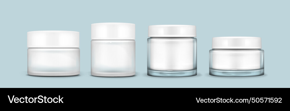 Cream glass jar with white cap mockup Royalty Free Vector
