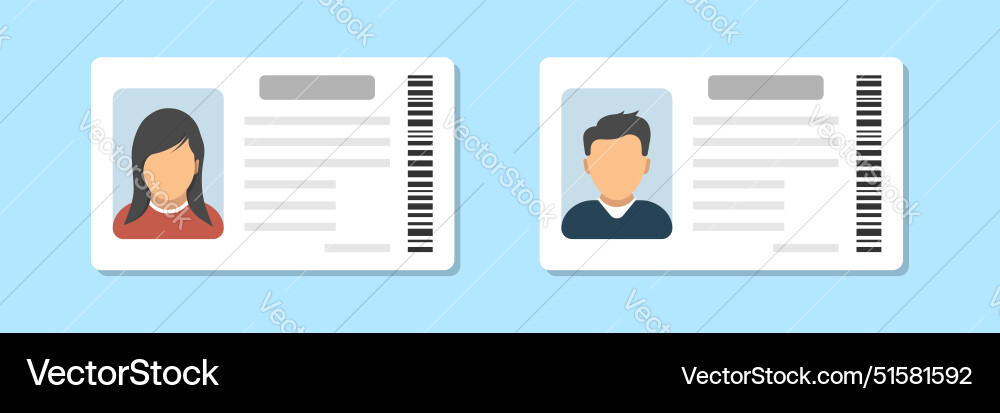 Driver license icon in flat style identification Vector Image