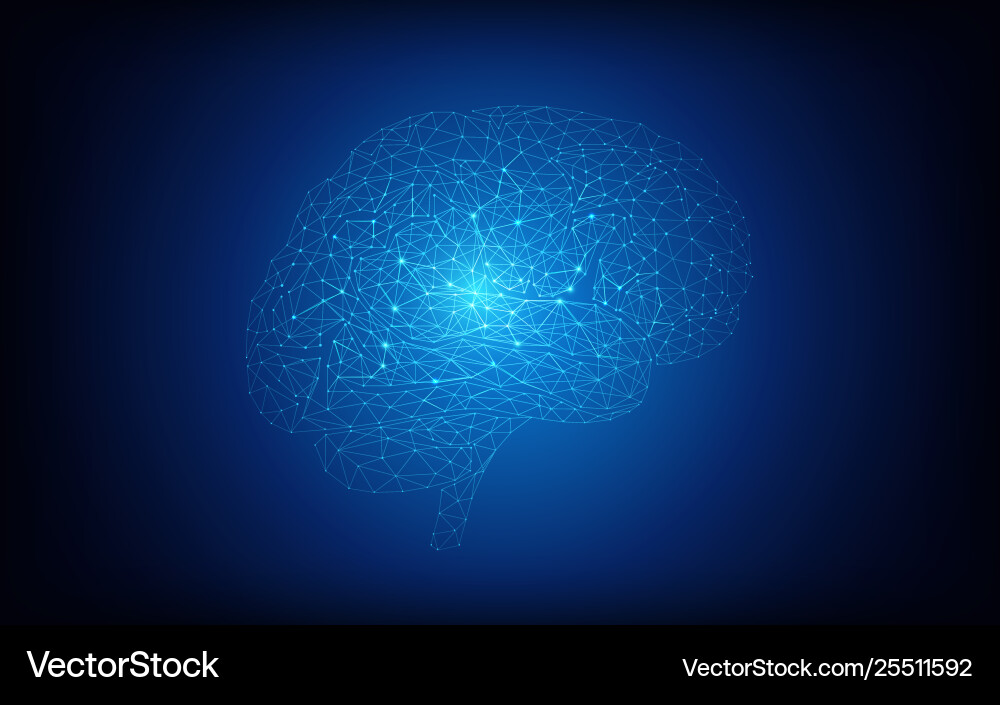 Human brain and artificial intelligence concept Vector Image