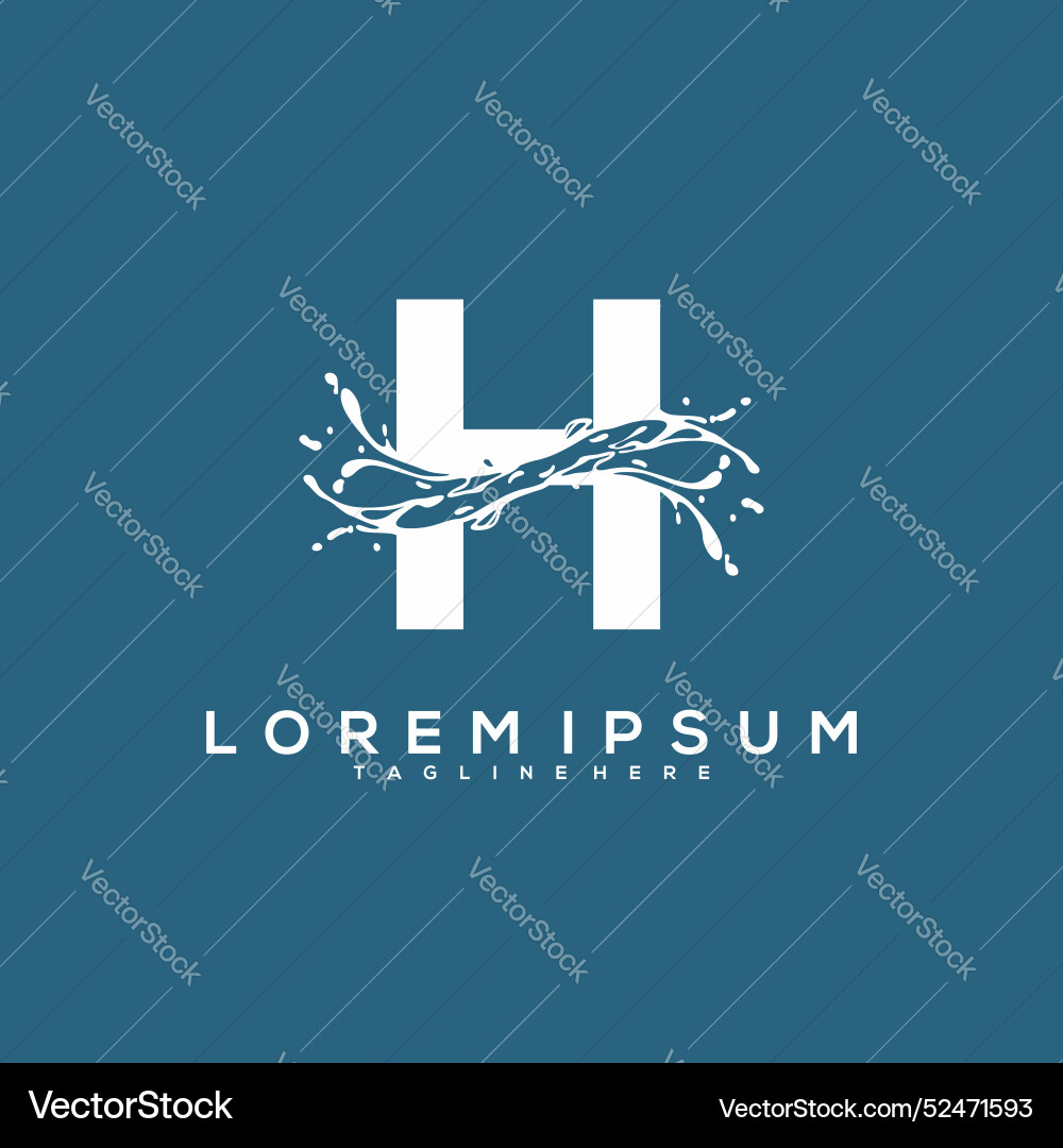 Abstract initial h logo design concept water Vector Image
