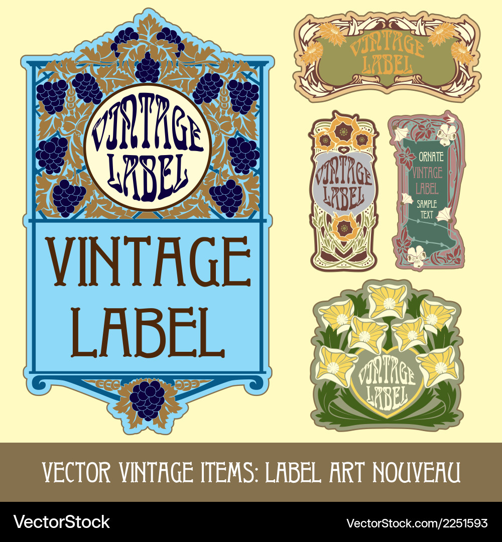 Art Nouveau Label Collection Royalty Free Vector Image
