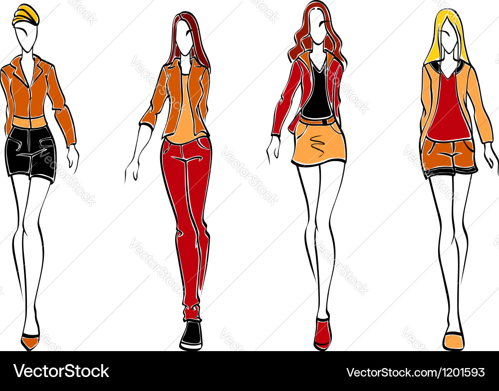 Casual fashion models Royalty Free Vector Image