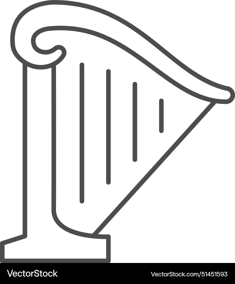 Classical harp line outline icon Royalty Free Vector Image