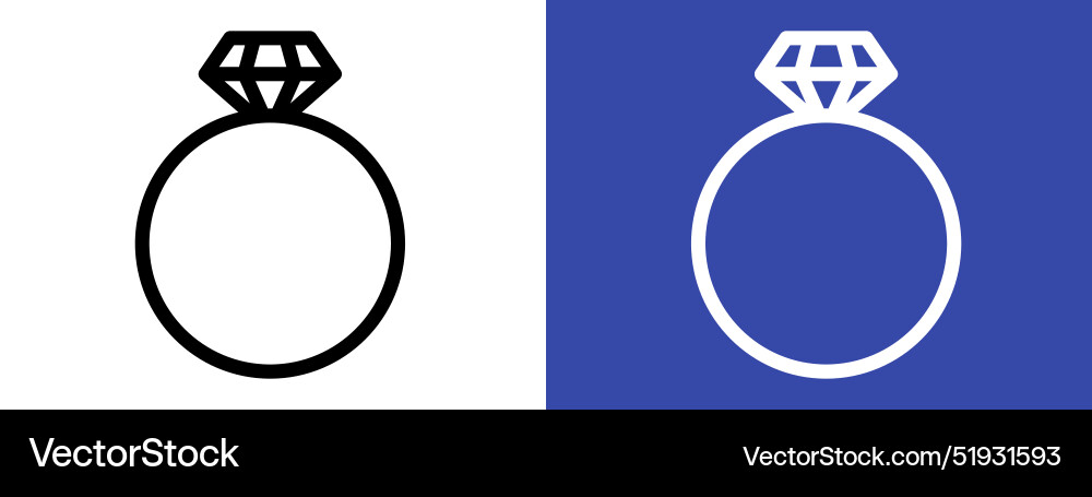 Diamond ring icon logo set Royalty Free Vector Image