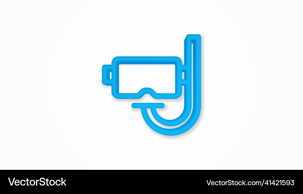 Diving mask and snorkel realistic icon 3d line Vector Image