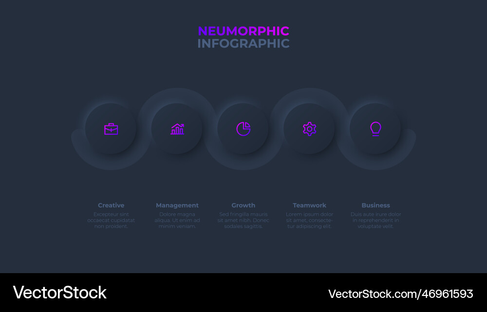 Five circle elements placed in horizontal row Vector Image