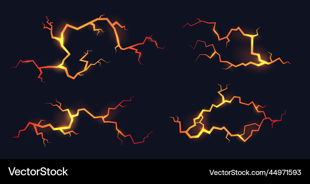 Glowing cracks volcanic crack liquid molten lava Vector Image