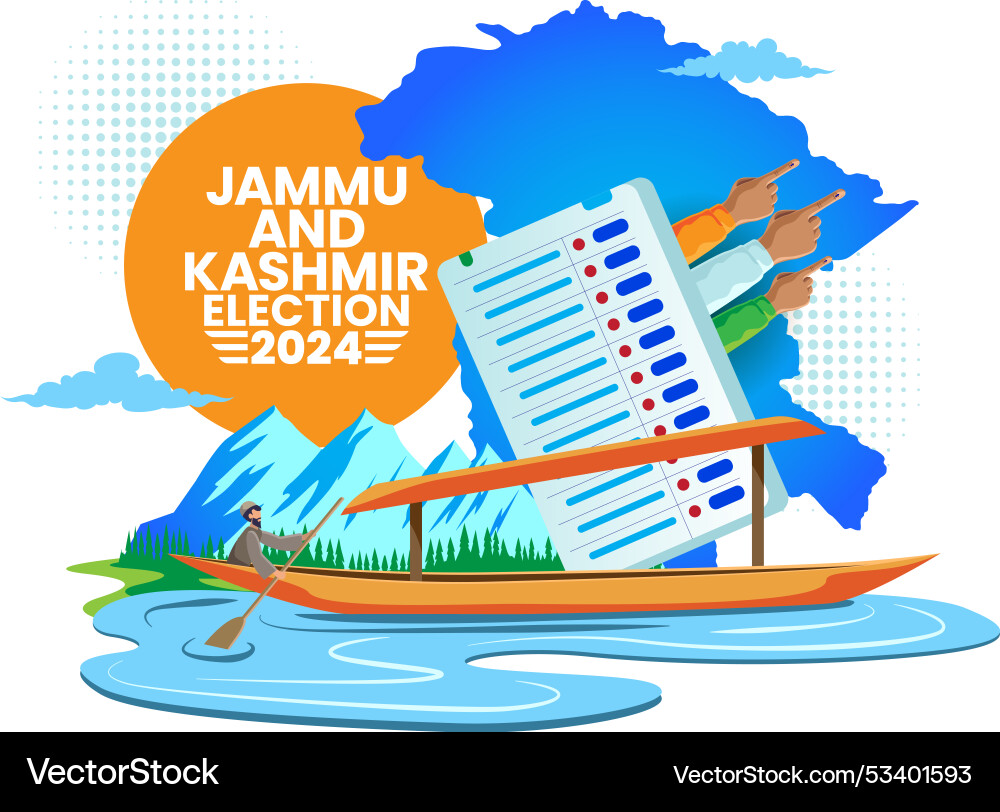 Jammu and kashmir election 2024 with ballot map Vector Image