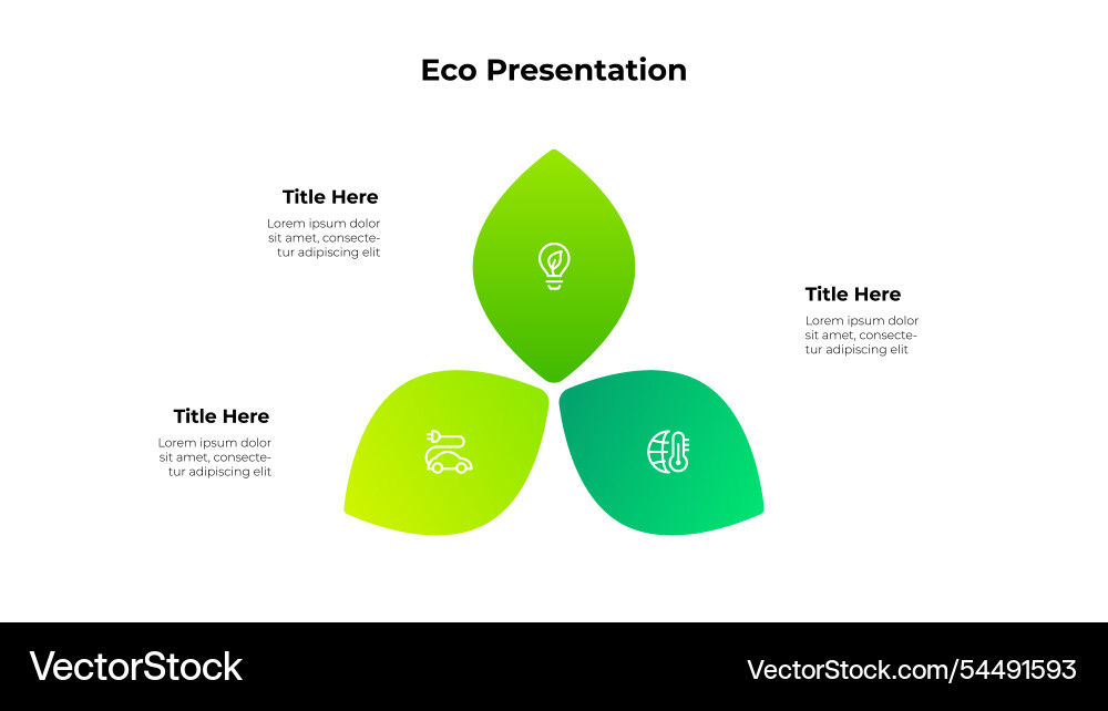 Minimalist eco infographic featuring a three leaf Vector Image