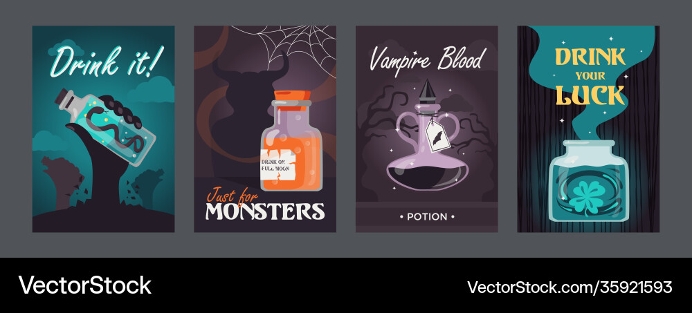Potion posters set Royalty Free Vector Image - VectorStock