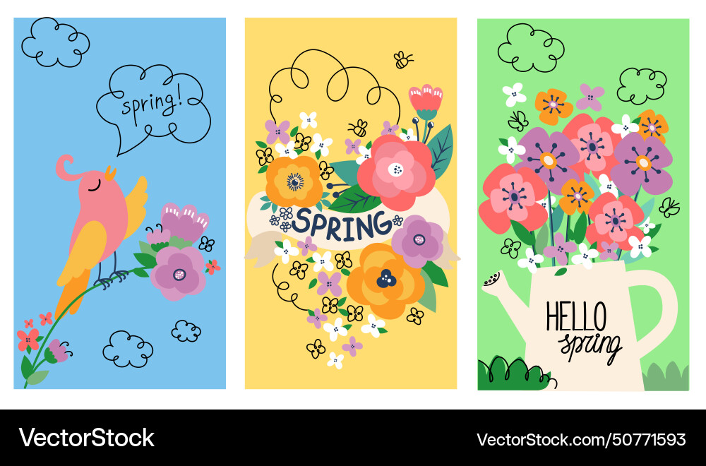Set of natural spring posters Royalty Free Vector Image