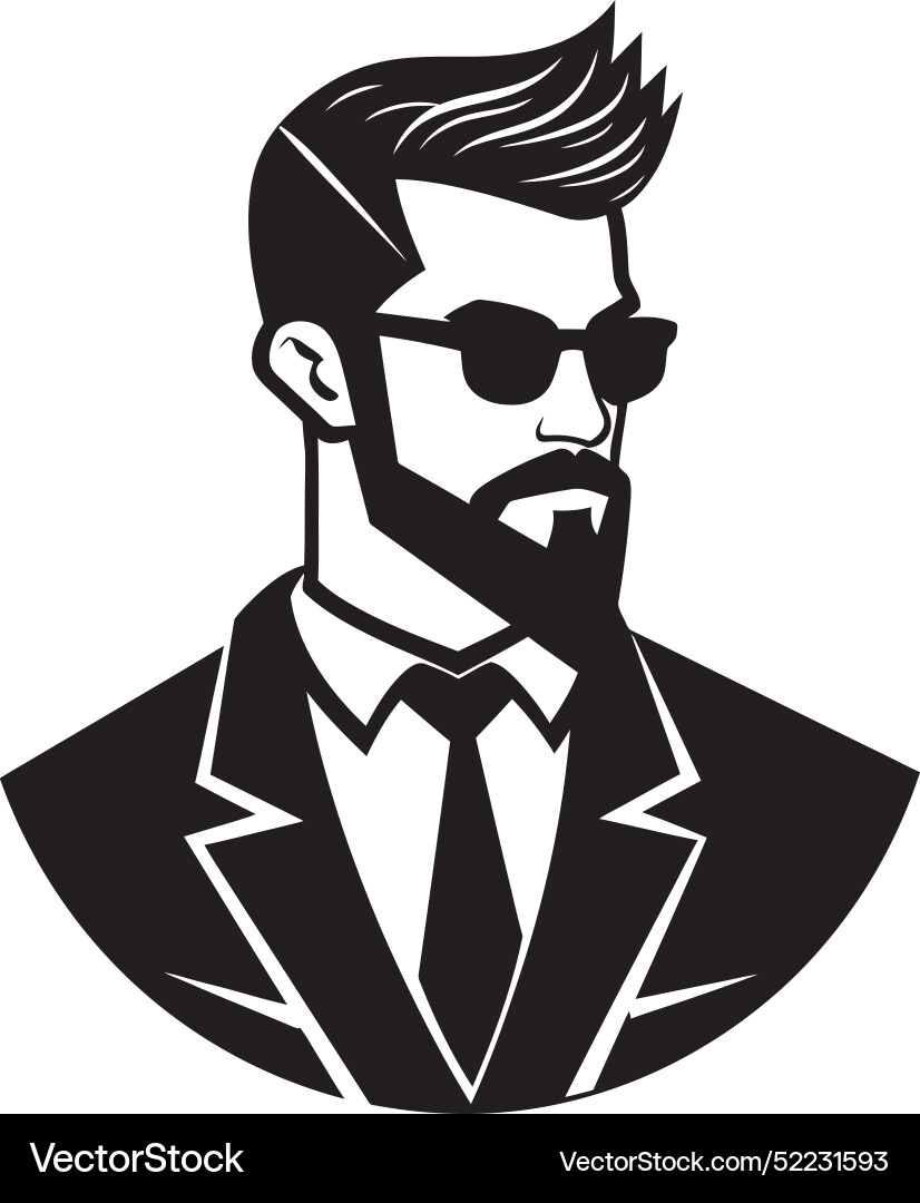 Sleek dark suit mascotsharpdressed noir man logo Vector Image