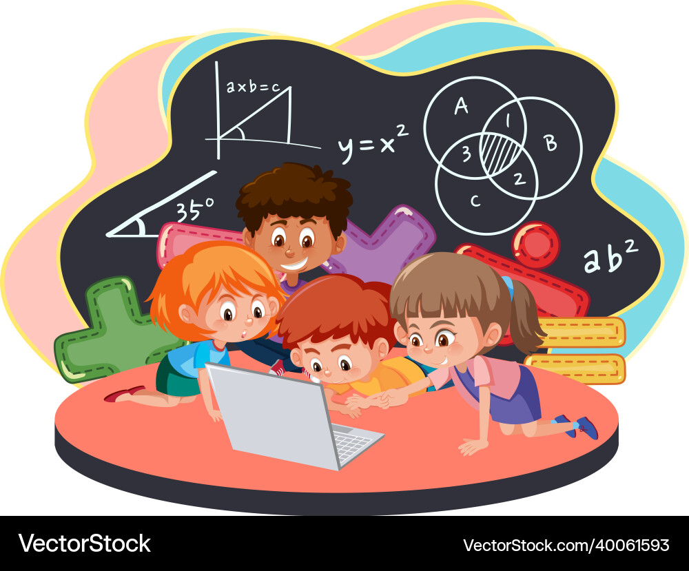 Student learning math online Royalty Free Vector Image