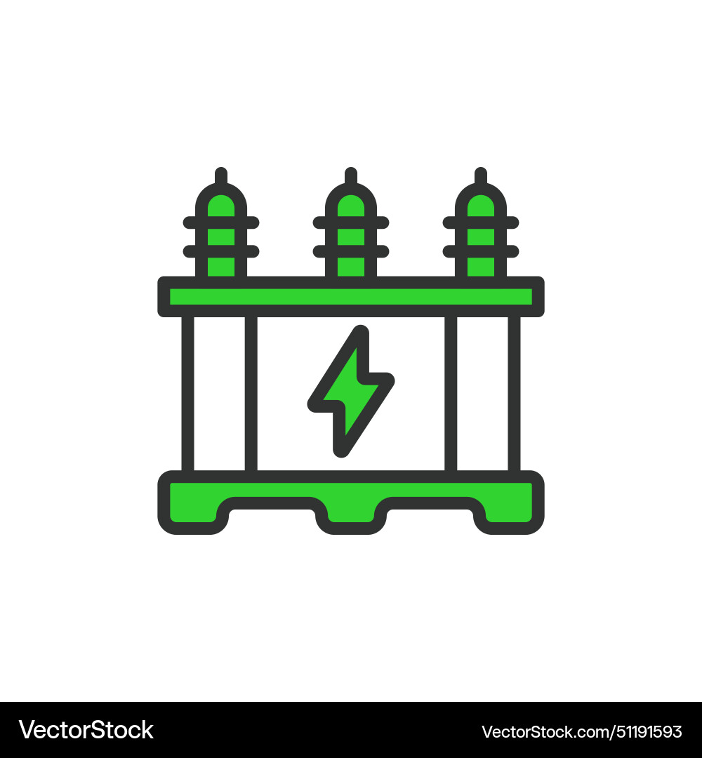 Transformer in line design green electrical power Vector Image