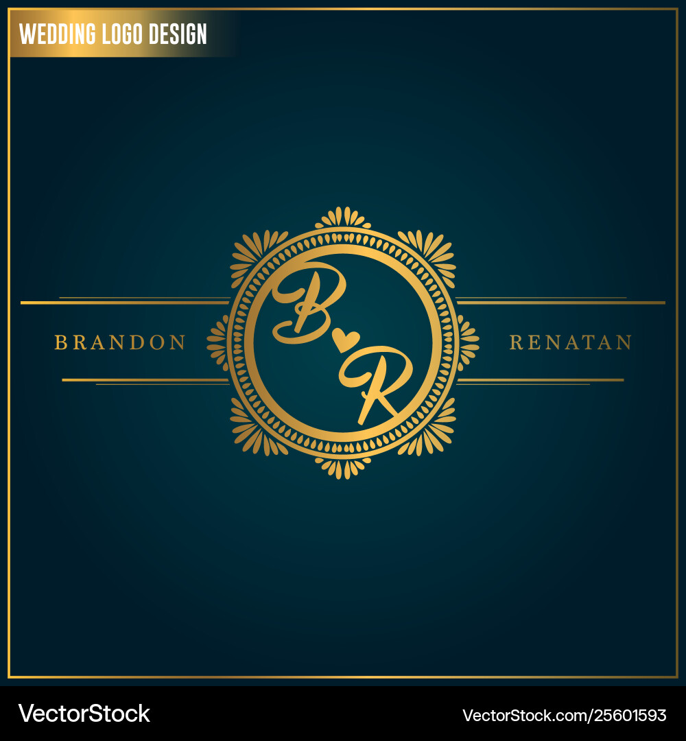 Wedding logo design template initials letter br Vector Image