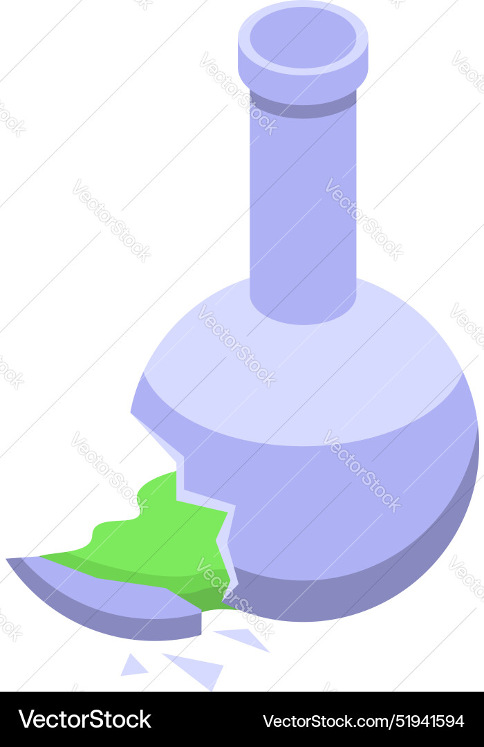 Broken chemical flask leaking green toxic Vector Image