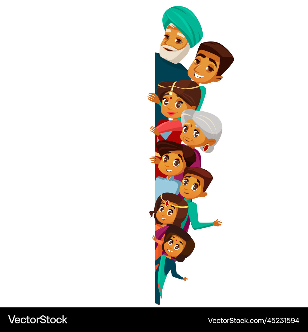 Cartoon indian family peeping empty space Vector Image