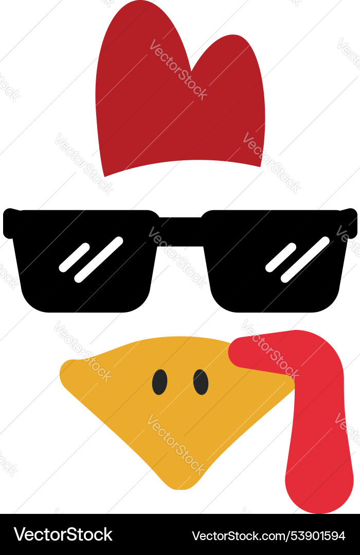 Funny boy turkey face with sunglasses Royalty Free Vector