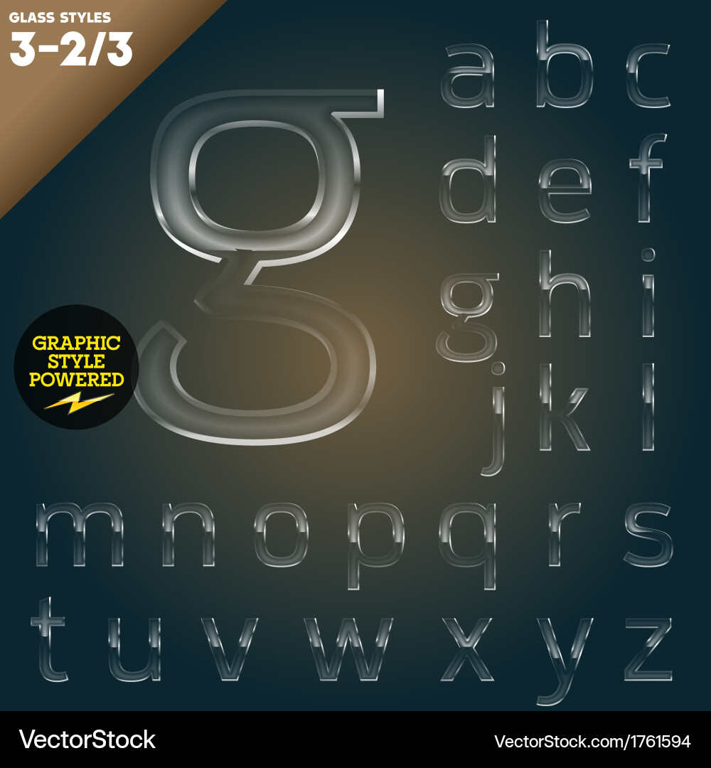 Glass font powered graphic styles Royalty Free Vector Image