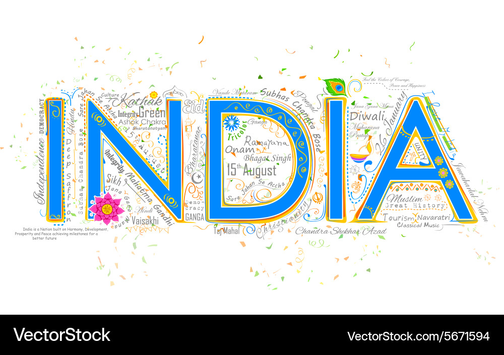 India background typography Royalty Free Vector Image