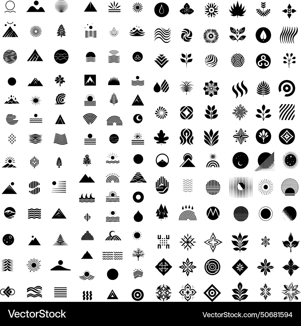 Logos in black large set minimalistic Royalty Free Vector