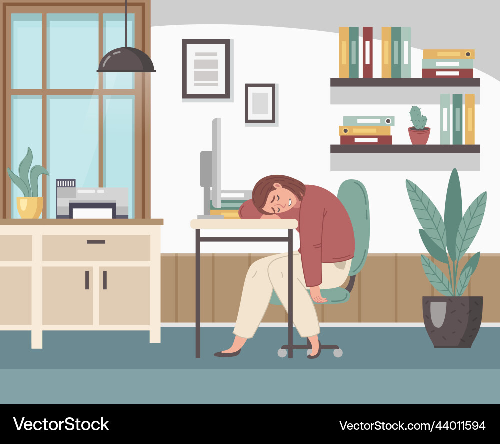 Professional burnout cartoon Royalty Free Vector Image