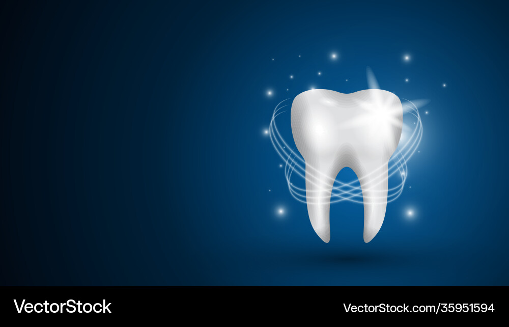 Realistic model a healthy tooth on blue background
