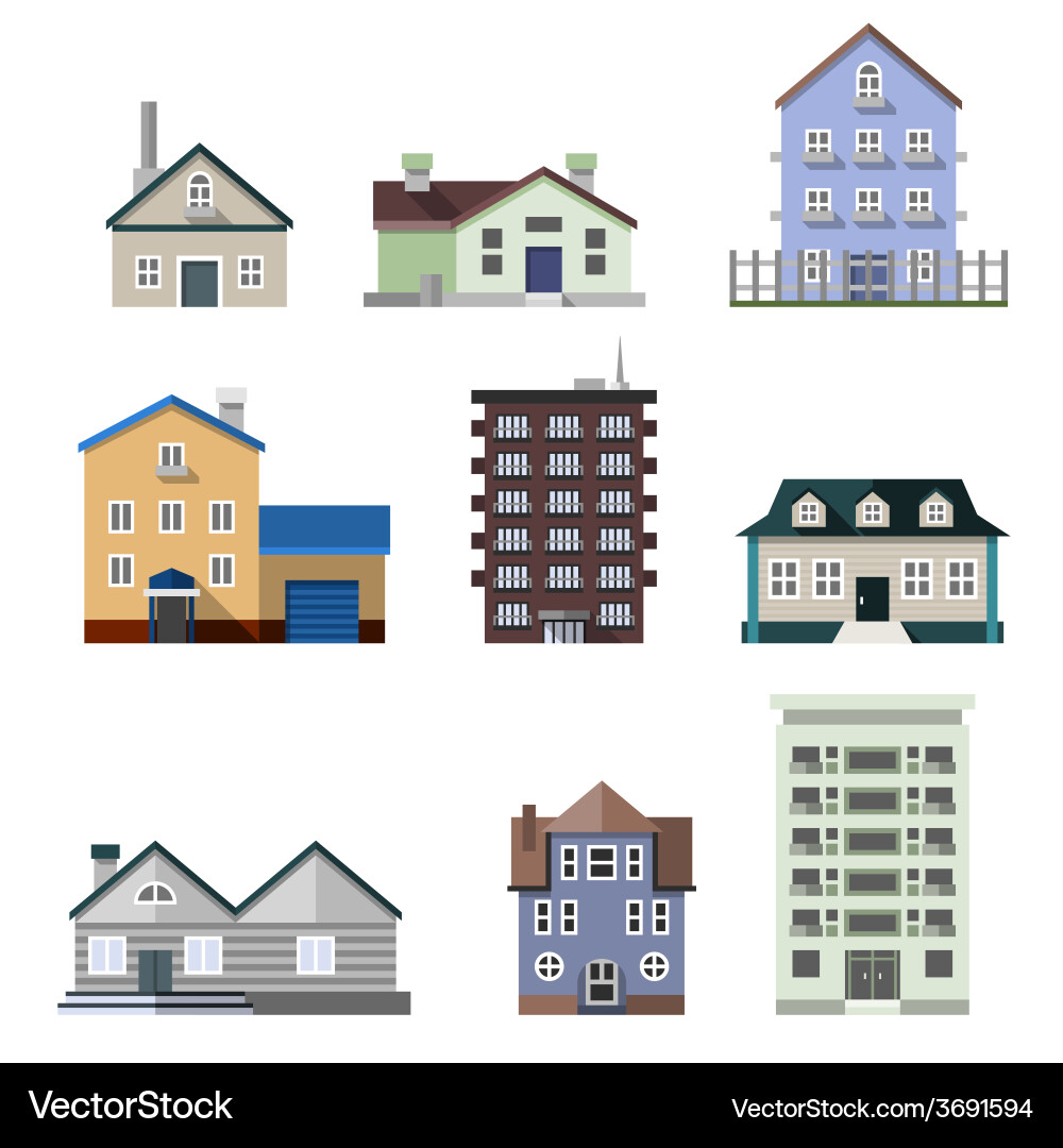 Residential Building Icons Royalty Free Vector Image